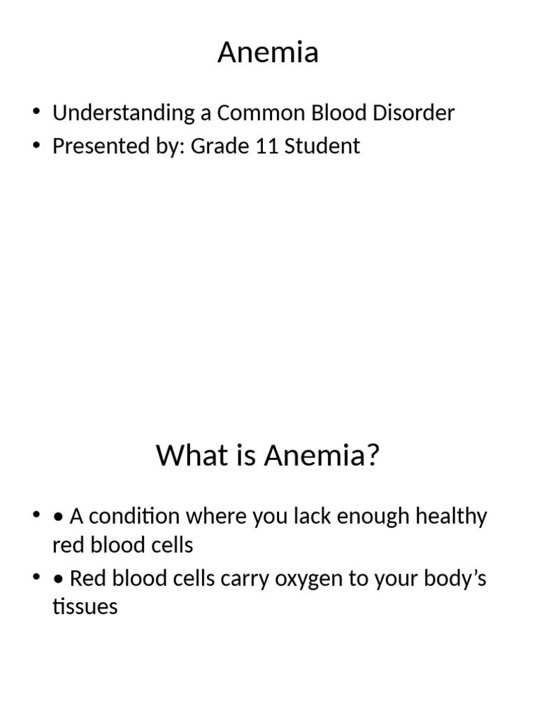 Anemia Presentation Grade11 | PDF