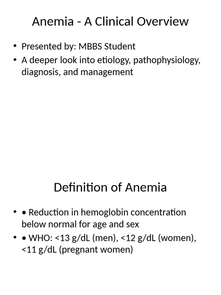 Anemia Presentation MBBS | PDF