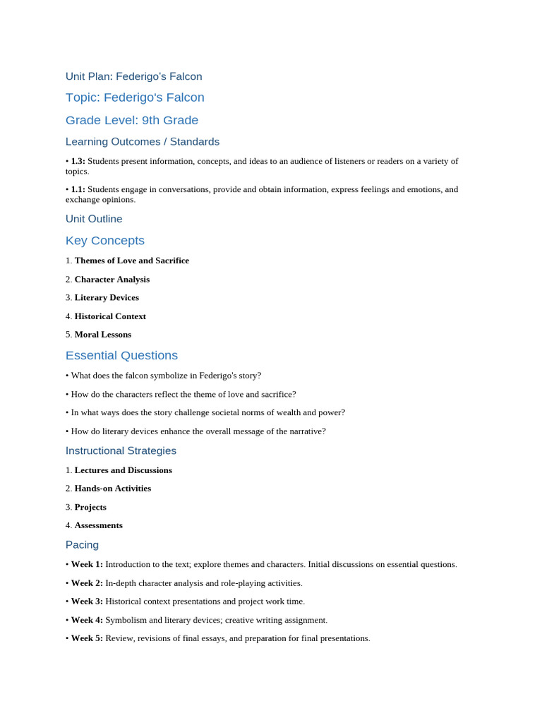 Federigo's Falcon Unit | PDF