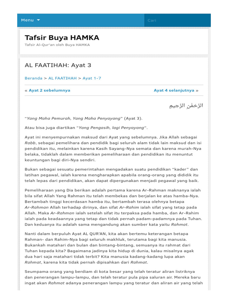 AL FAATIHAH_ Ayat 3 _ Tafsir Buya HAMKA | PDF