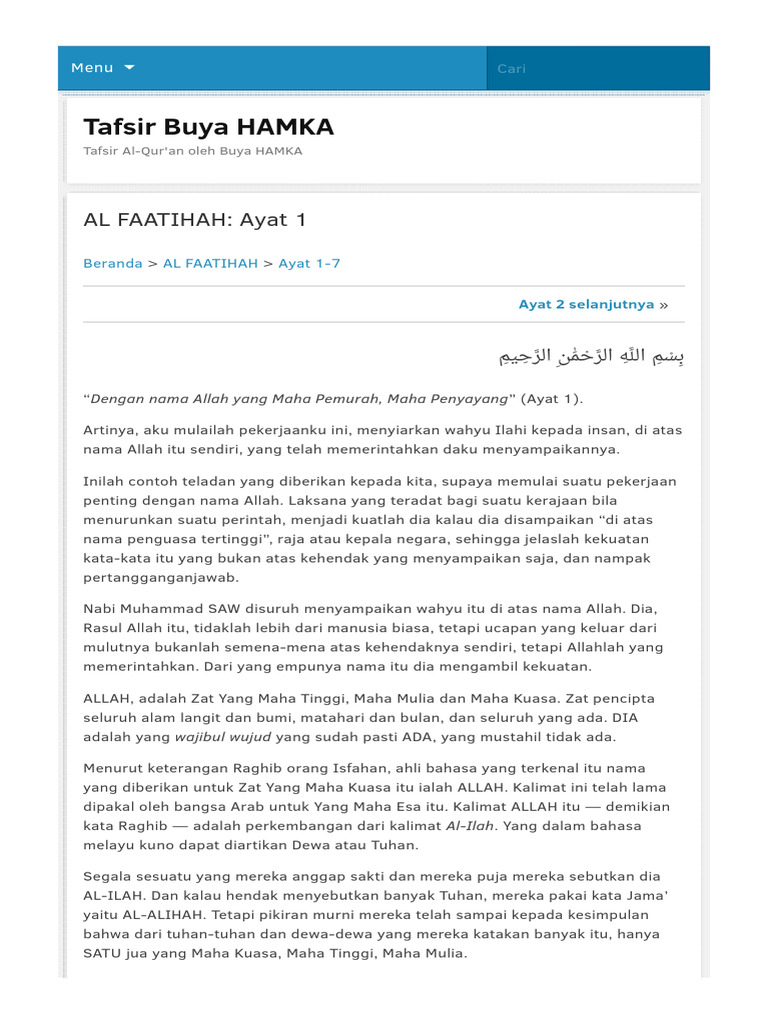 AL FAATIHAH - Ayat 1 - Tafsir Buya HAMKA | PDF