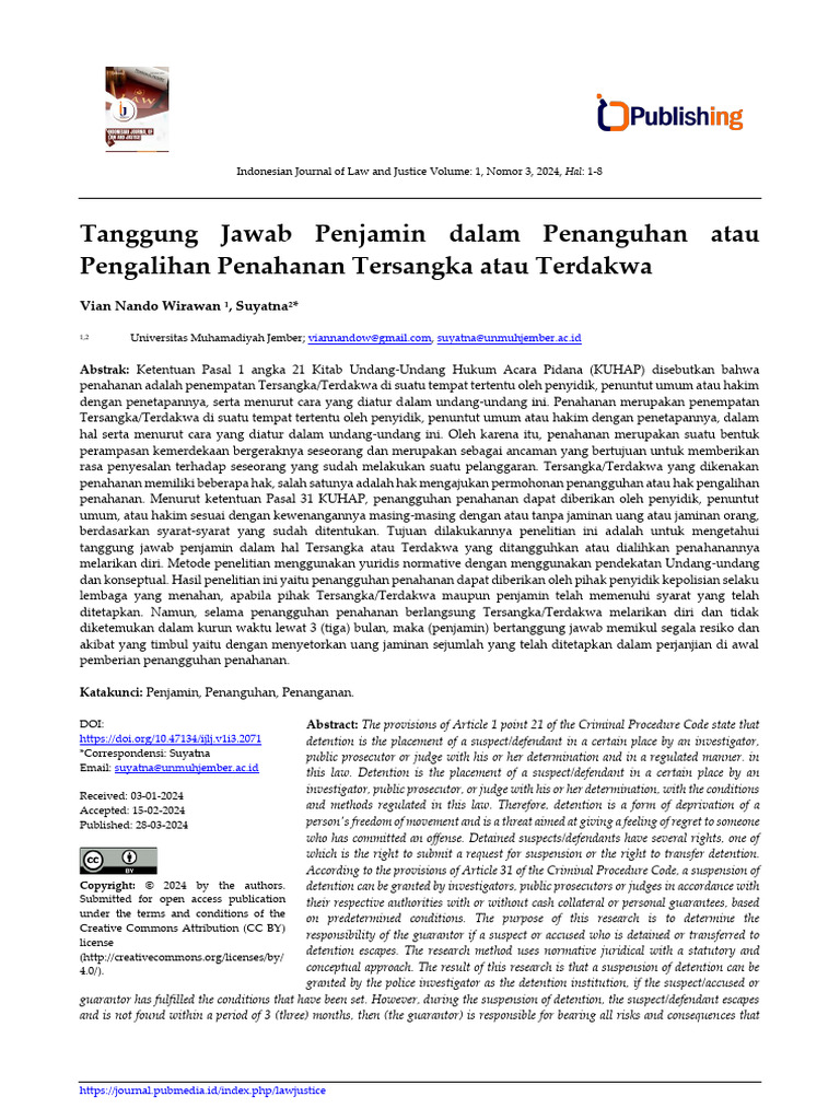 Tanggung Jawab Penjamin dalam Penanguhan | PDF