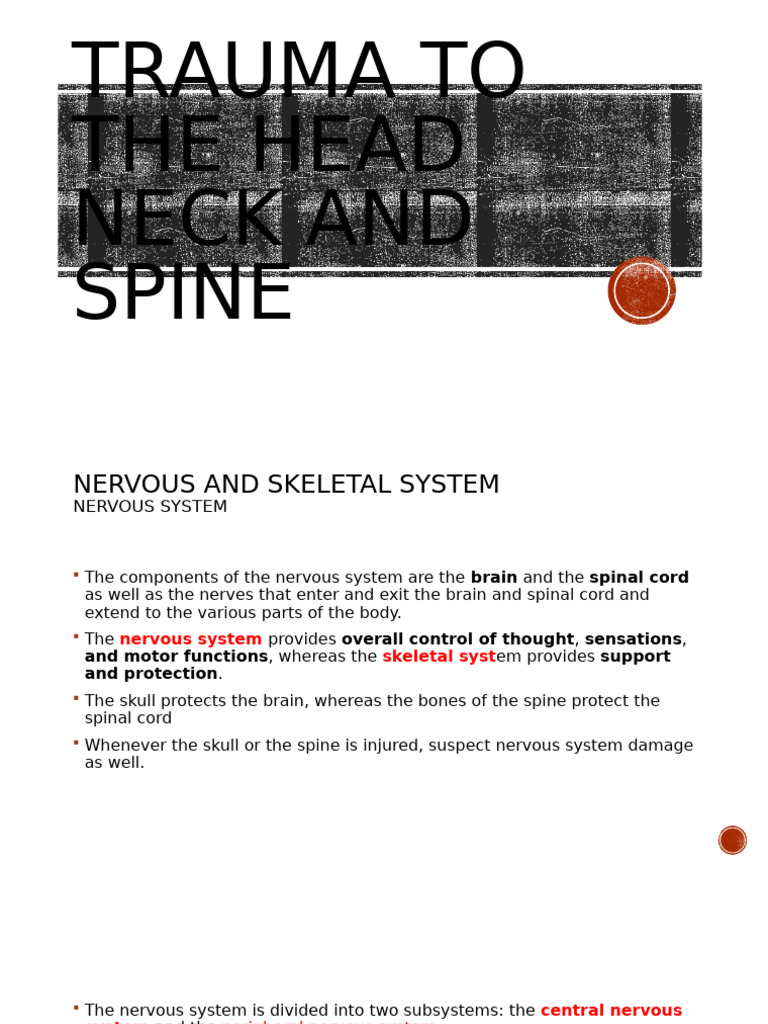 Trauma To The Head Neck and Spine 22 | PDF | Nervous System | Central ...