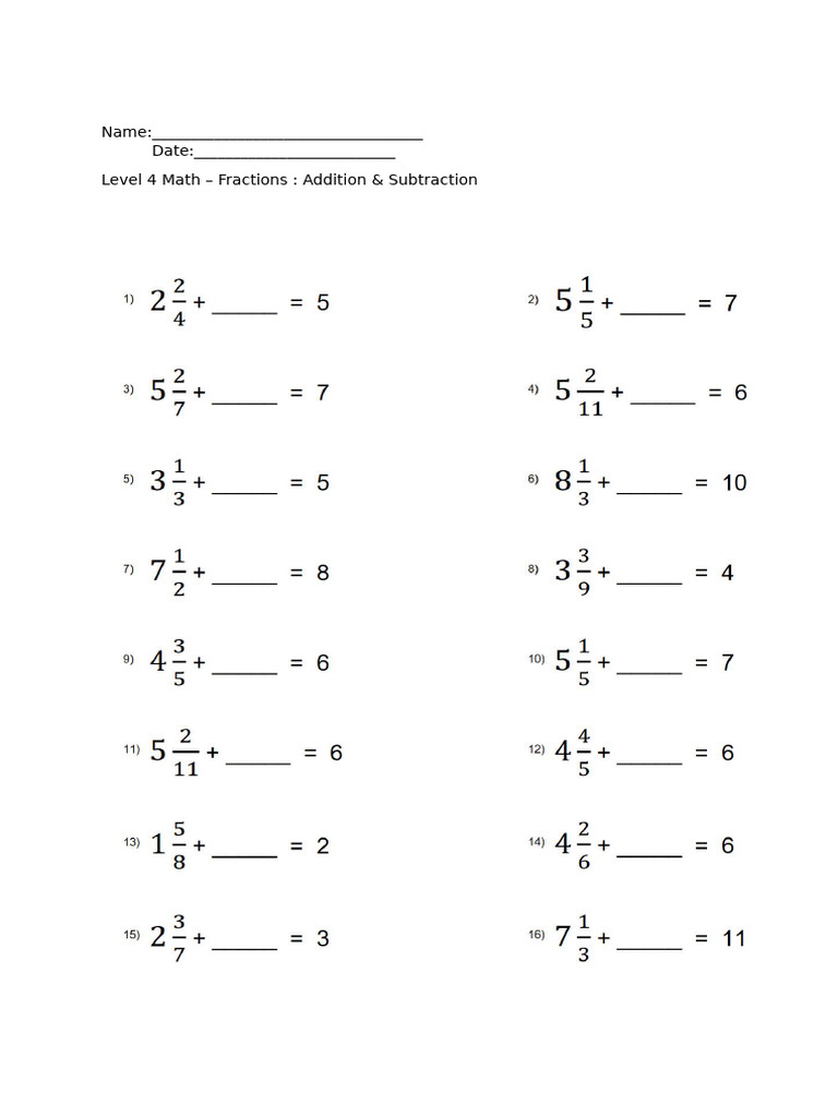 05 Fractions Add&Sub | PDF