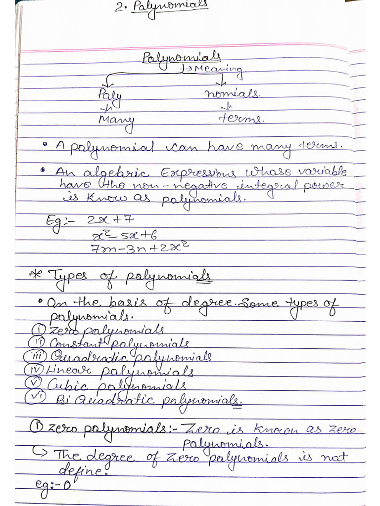 Polynomial Class 10 | PDF