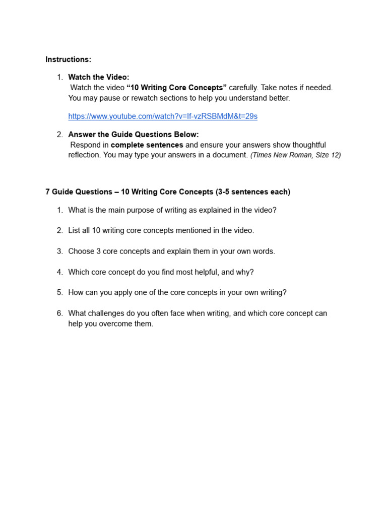 Writing Core Concepts | PDF