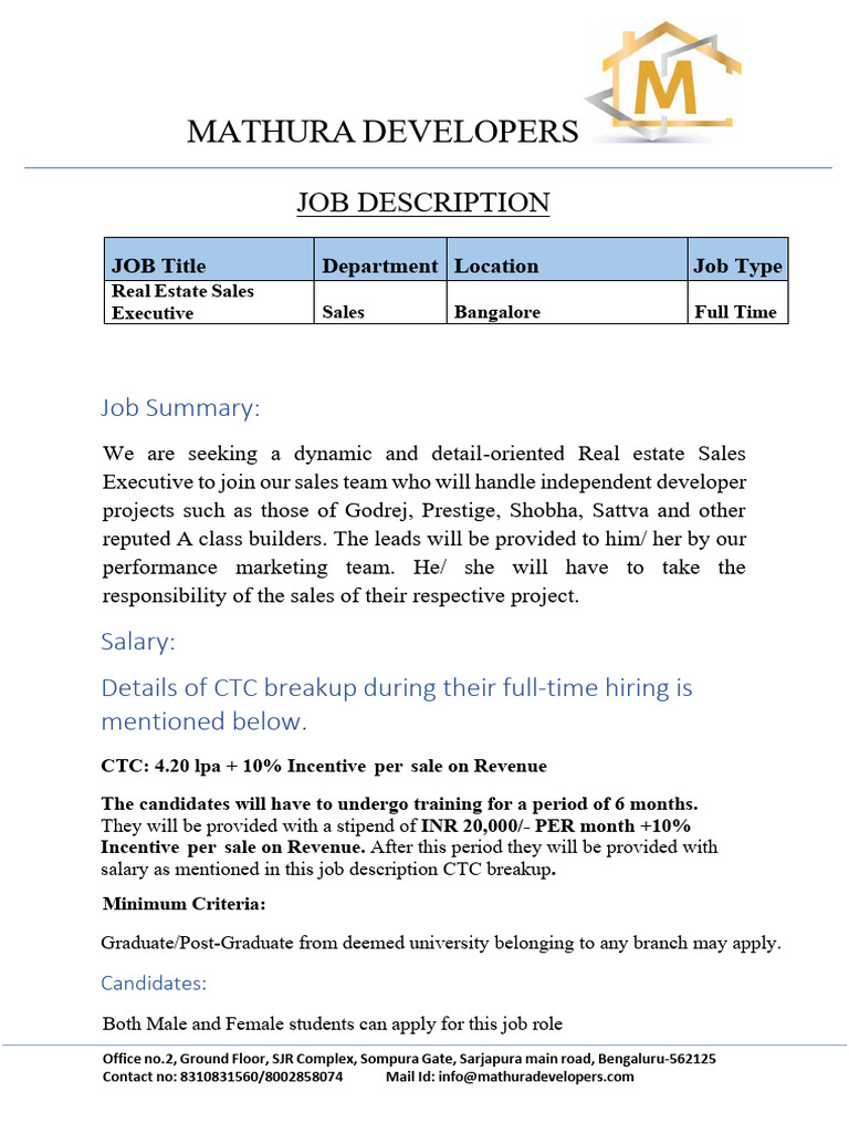 Mathura Developers-Job Description | PDF