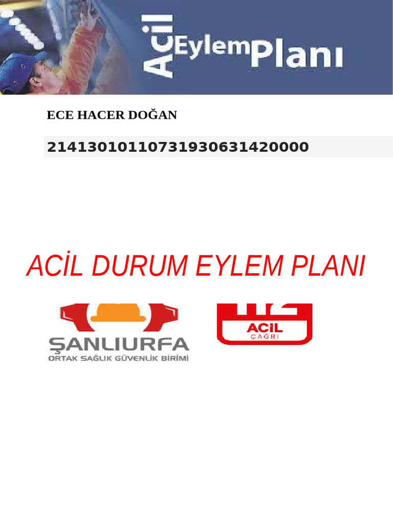 Aci̇l Durum Eylem Plani++ | PDF
