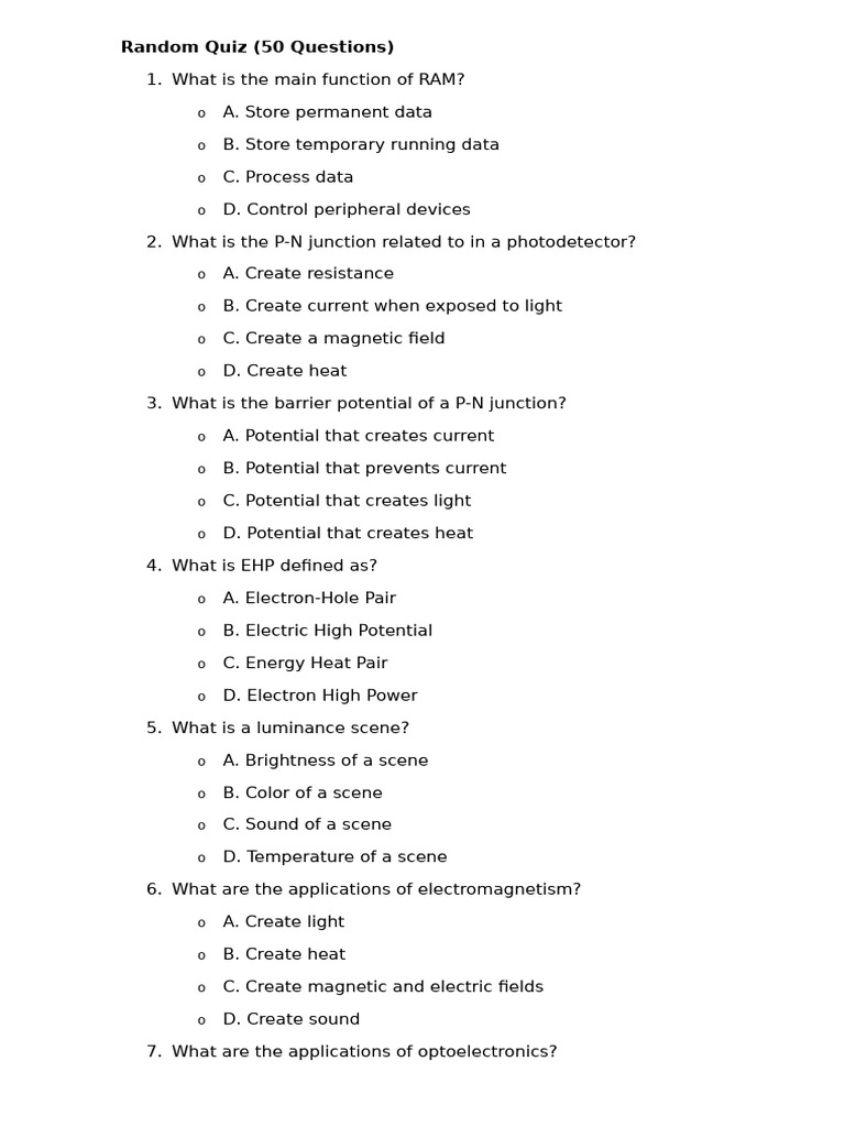 SDI Quiz: 50 Technical Questions | PDF | Electrical Resistivity And ...