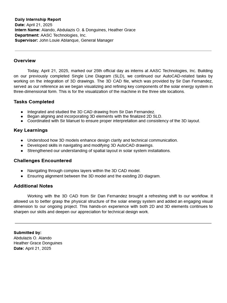 D25-Daily Internship Report | PDF