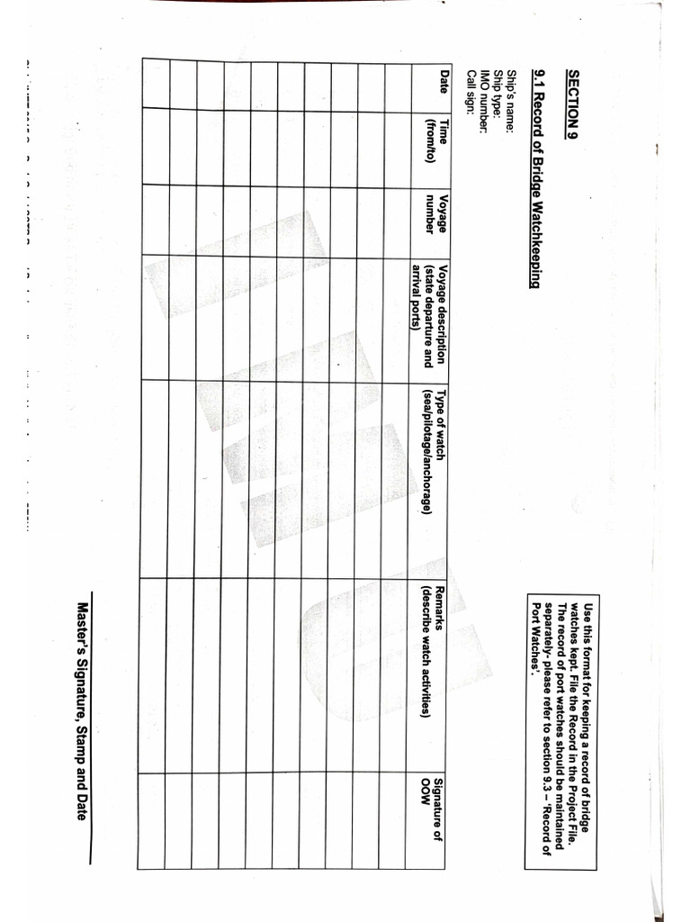 Record of Bridge Watch Keeping | PDF