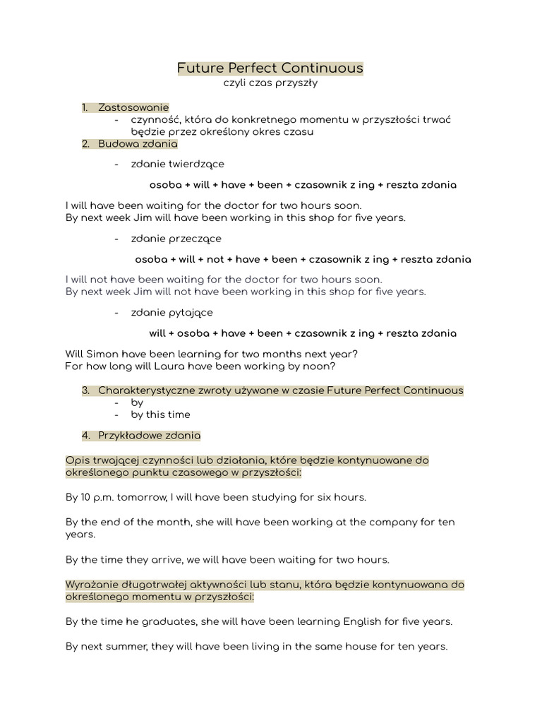 Future Perfect Continuous | PDF