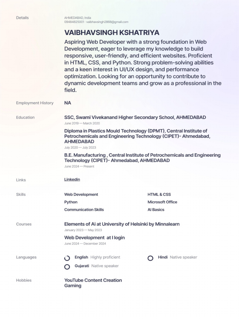 Vaibhav Resume 3 | PDF