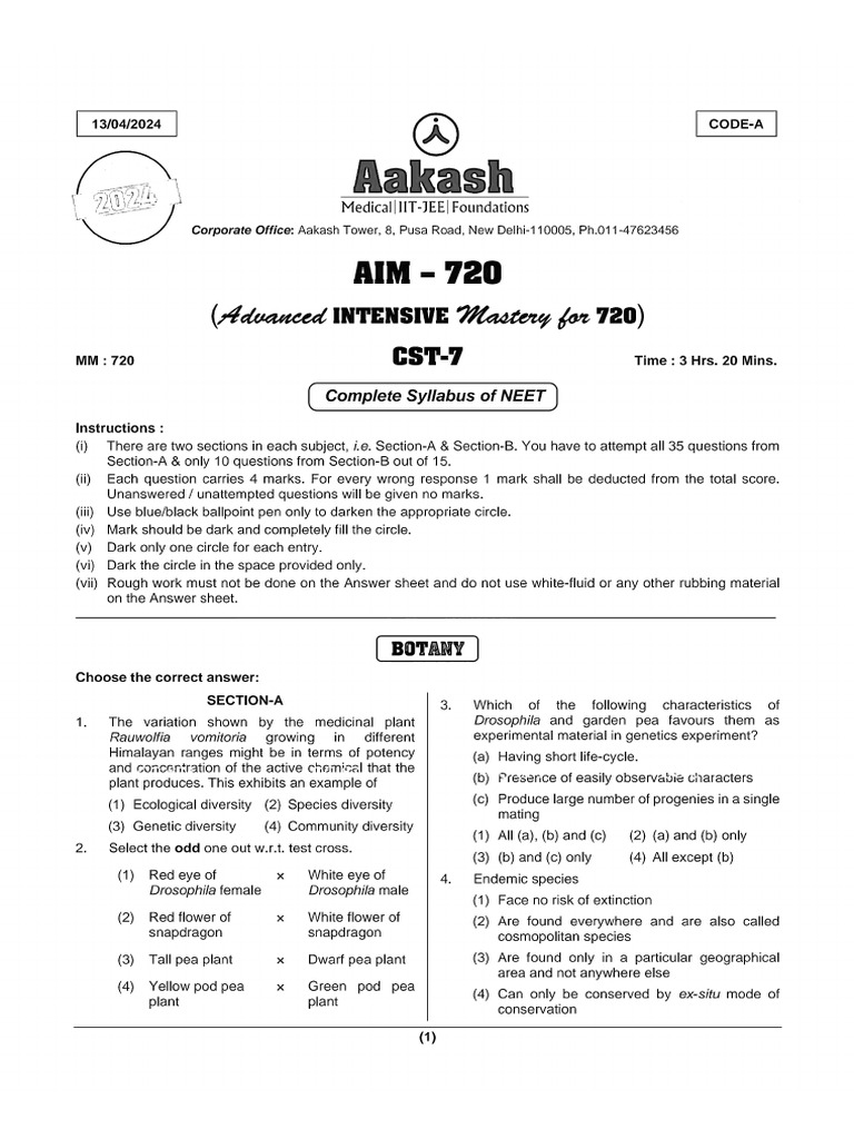 Intensive (AIM-720) CST-7A - 13-04-2024 | PDF
