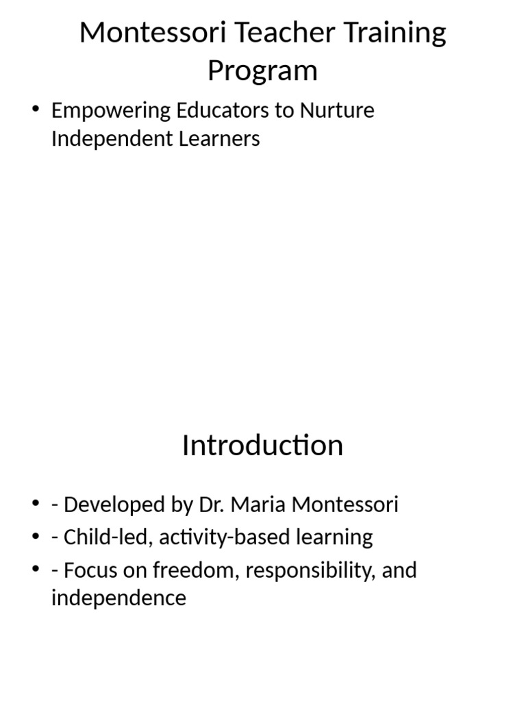 Montessori Teacher Training Overview | PDF