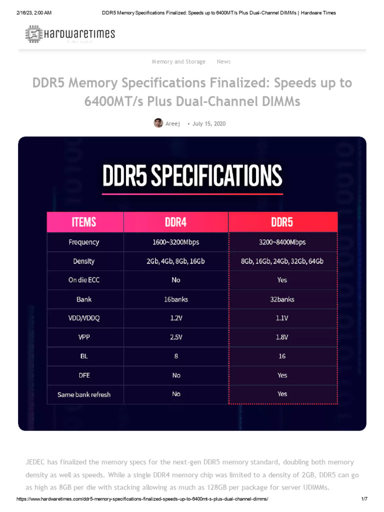 DDR5 Memory Specifications Finalized - Speeds Up To 6400MT - S Plus ...