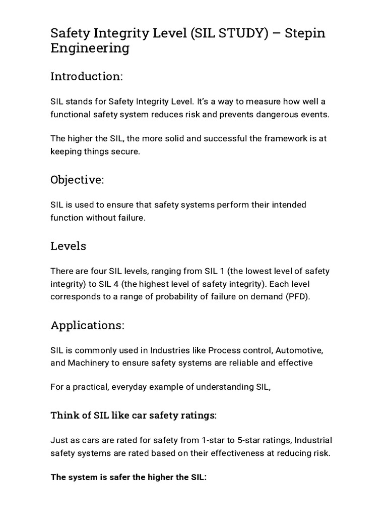 Understanding Safety Integrity Levels (SIL) | PDF | Safety | Systems ...