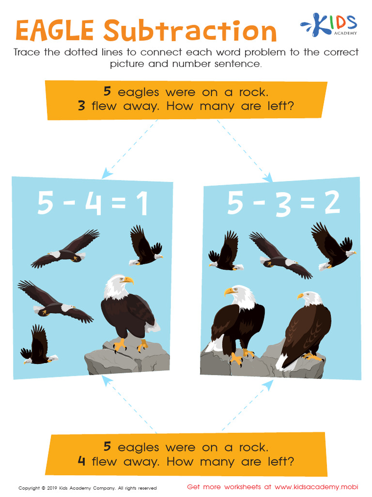 Eagle Subtraction Worksheet for Kids | PDF