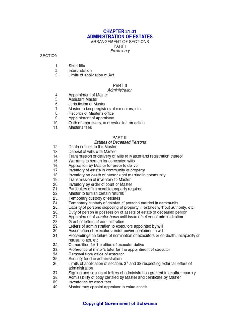 Administration of Estates (31-01) | PDF | Will And Testament | Executor