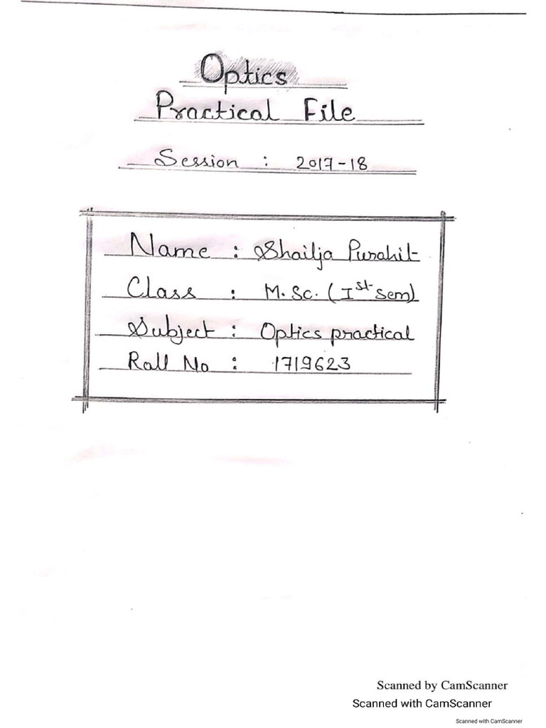 1st Sem Optics Practical | PDF