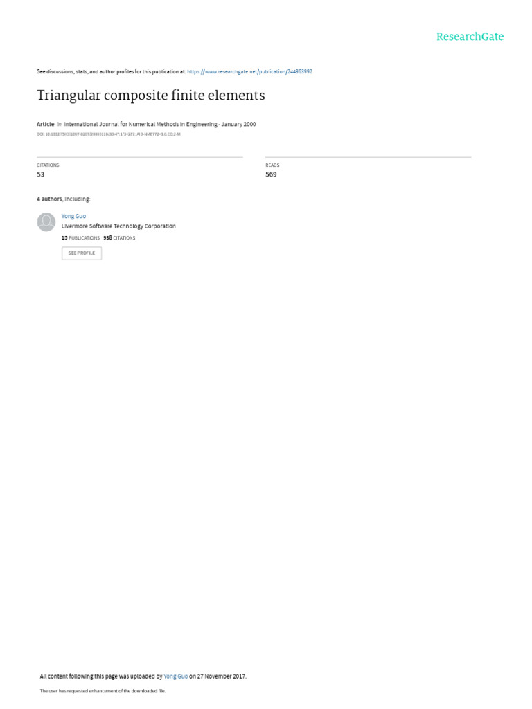 Triangular Composite Finite Elements | PDF | Stress (Mechanics) | Linear Elasticity