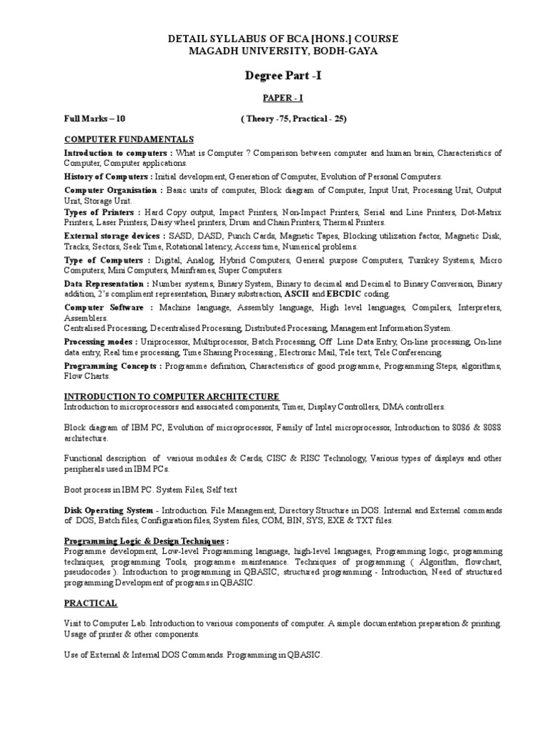 Bca Syllabus | Download Free PDF | Class (Computer Programming) | Databases