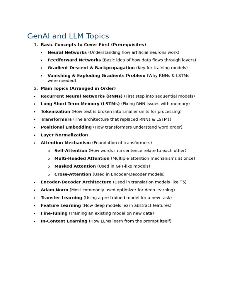 GenAI and LLM Topics | PDF