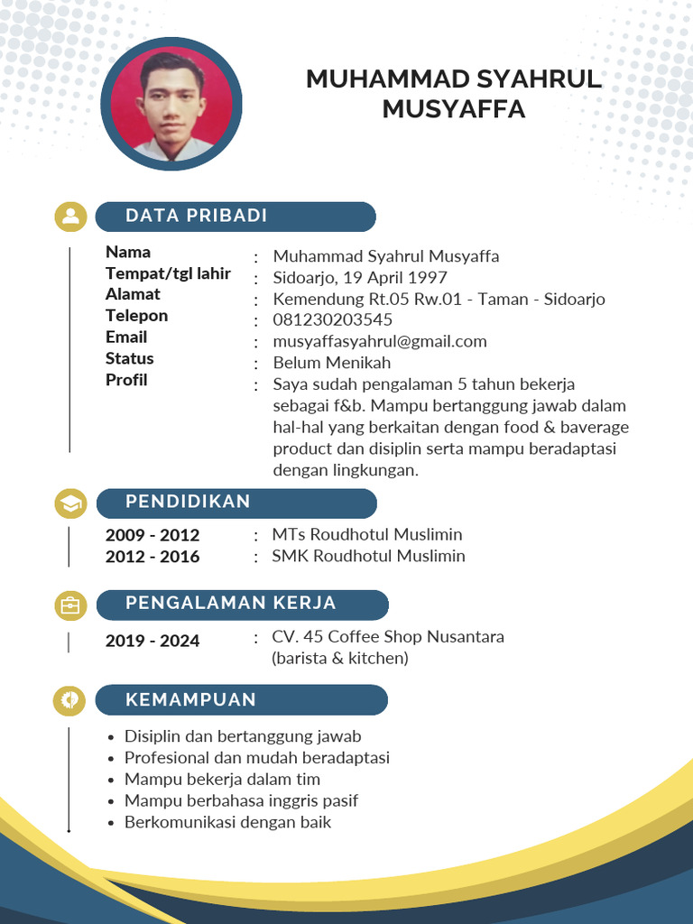 CV Muhammad Syahrul Musyaffa | PDF
