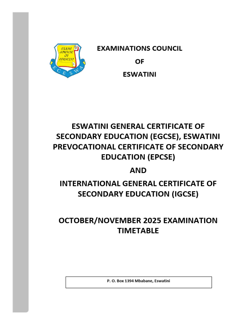Egcse & Epcse Exam Timetable 2025 | PDF