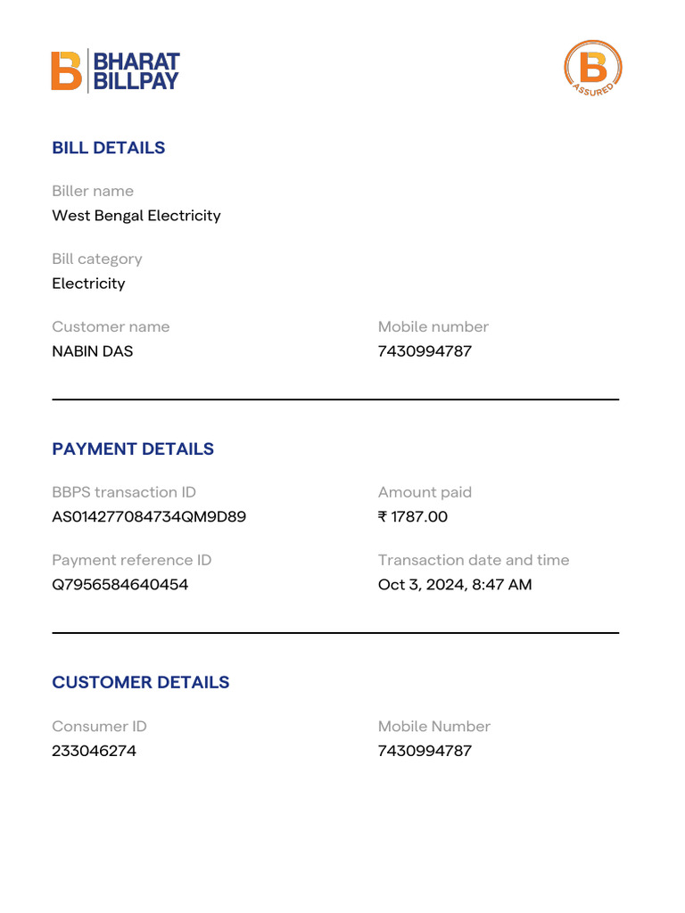Bill Details: Biller Name | PDF