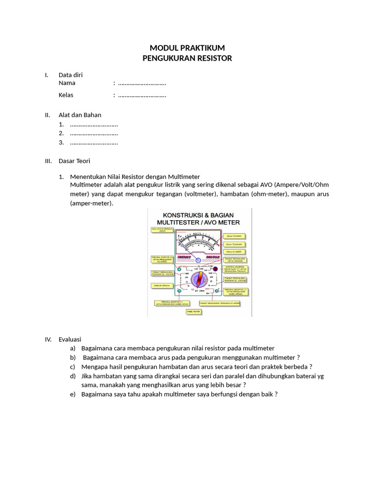 Modul Praktikum Pengukuran Resistor | PDF