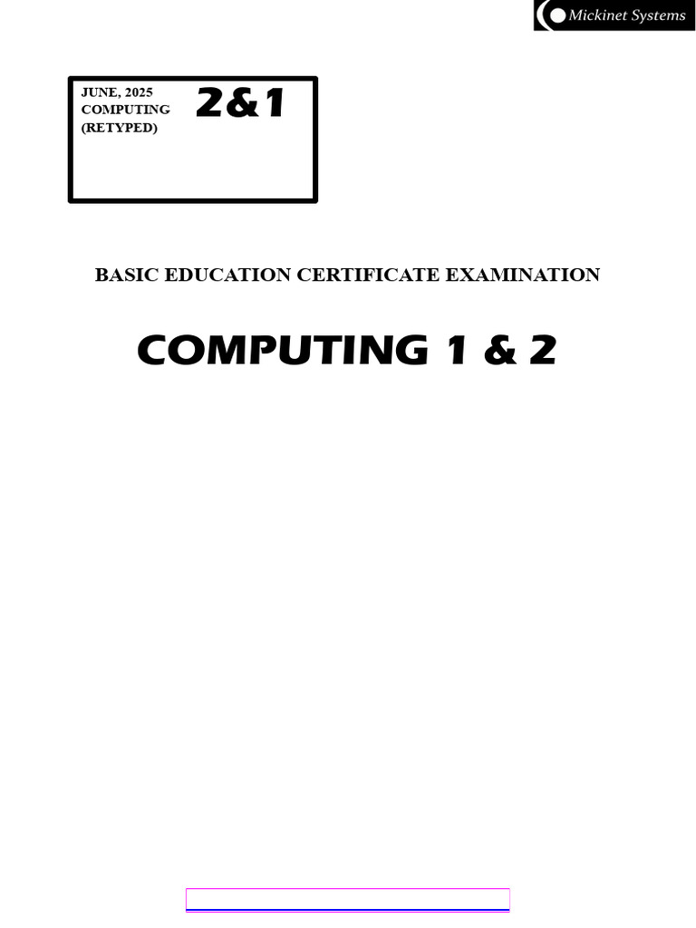 Retyped 2025 Bece Computing Actual Paper Section B Questions Only | PDF | Computing | Computer ...