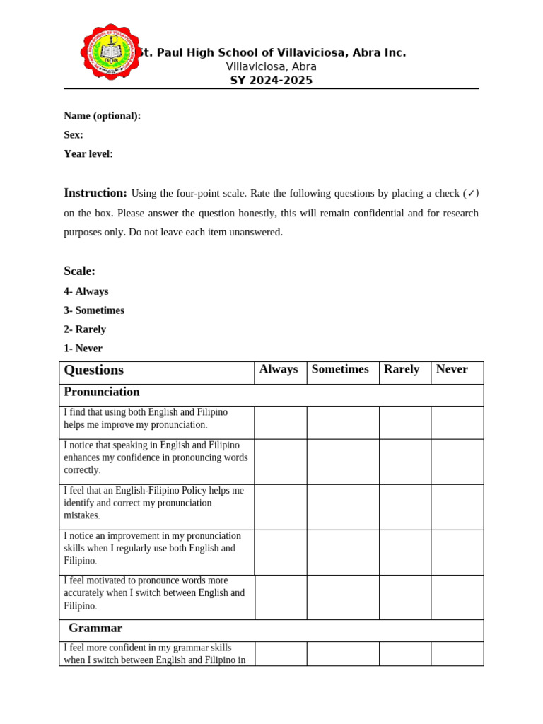 Questionnaires 1 | PDF
