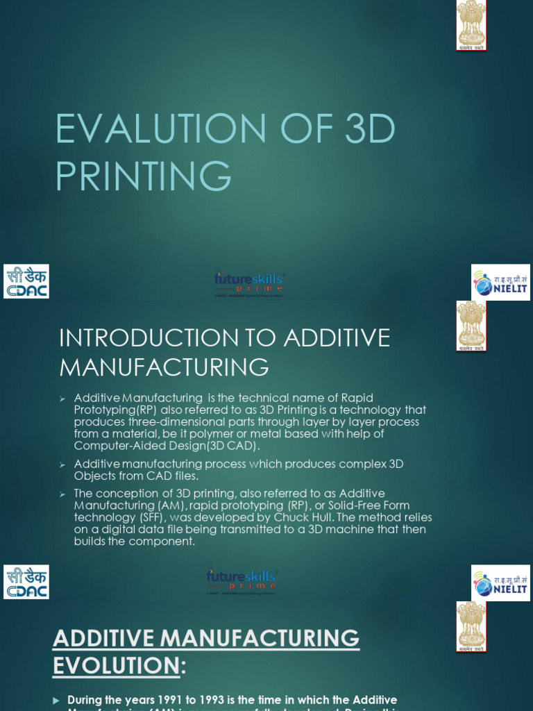 Evolutions of 3D Printing | PDF | 3 D Printing | Industrial Processes