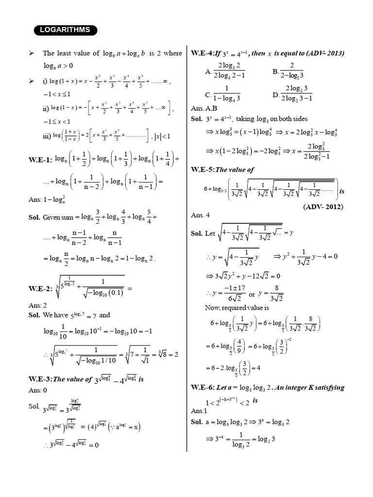 Logarithms Extra | PDF | Logarithm | Numbers