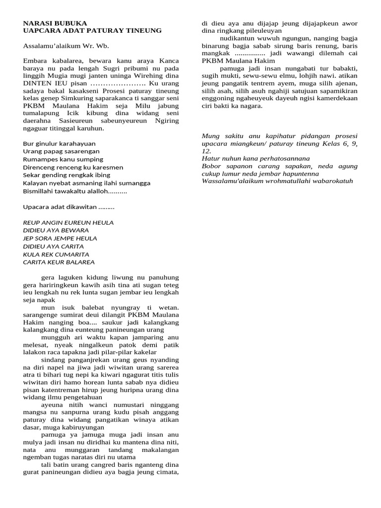 NARASI BUBUKA Sungkem 2025 PKBM Maha Sawer | PDF