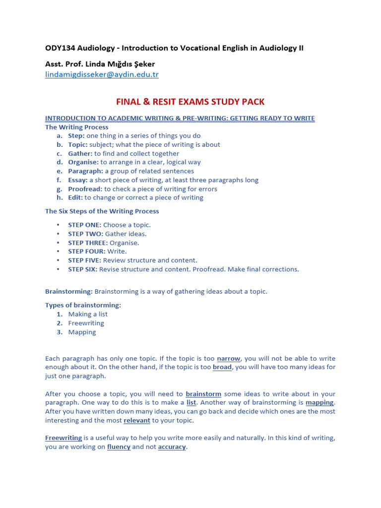 ODY134 Final Resit Study Pack | PDF | Ear | Hearing