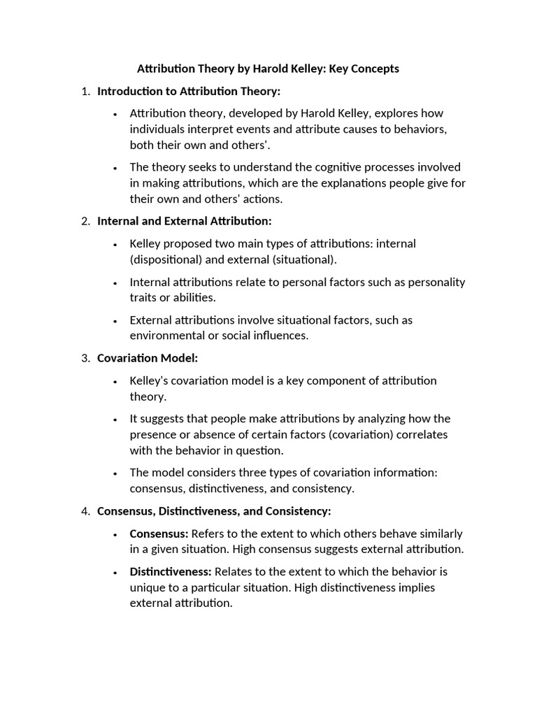 Kelley's Covariation Model Explained | PDF | Psychology | Psychological ...