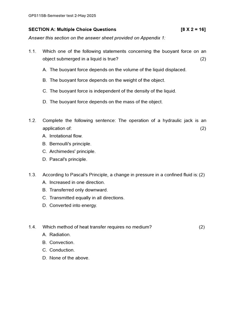 Semester Test 2 TT Moderated | PDF | Buoyancy | Thermal Expansion