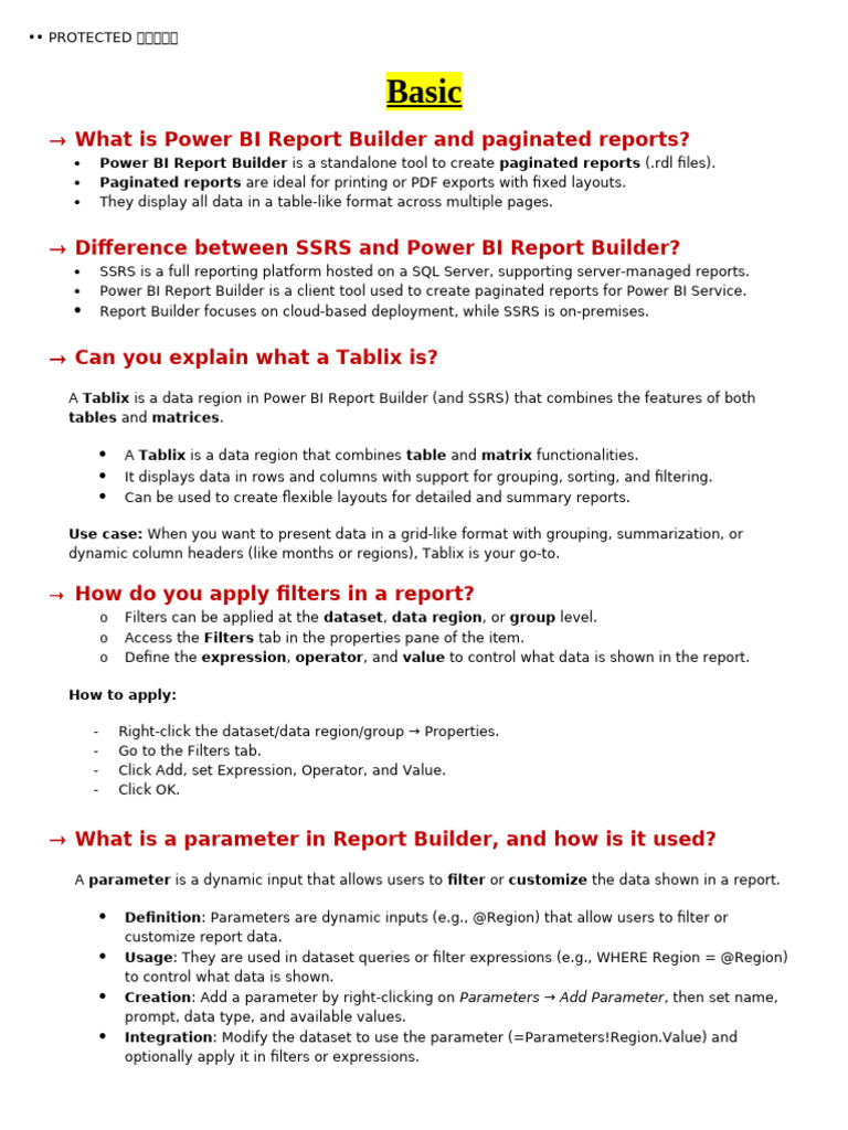 Power BI Report Builder Essentials | PDF | Parameter (Computer ...