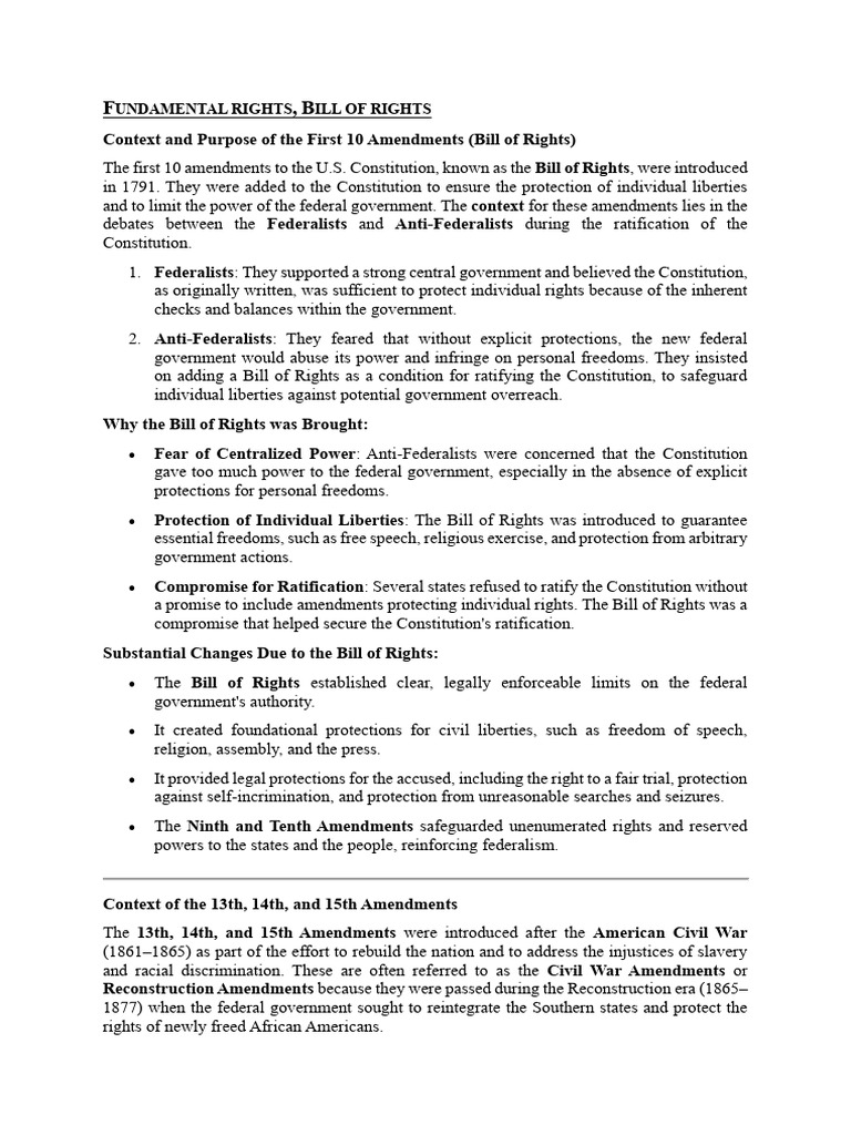 Fundamental Rights, Bill of Rights | PDF | United States Bill Of Rights ...