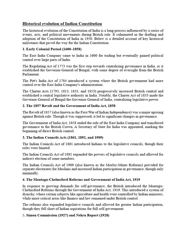 Evolution of Indian Constitution History | PDF | United States Bill Of ...