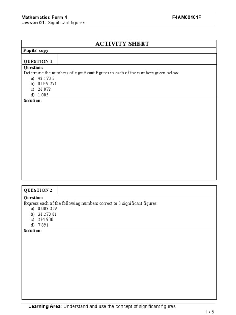 Chapter 1 - Standard Form - Exercise | PDF | Tonnage | Teaching Mathematics