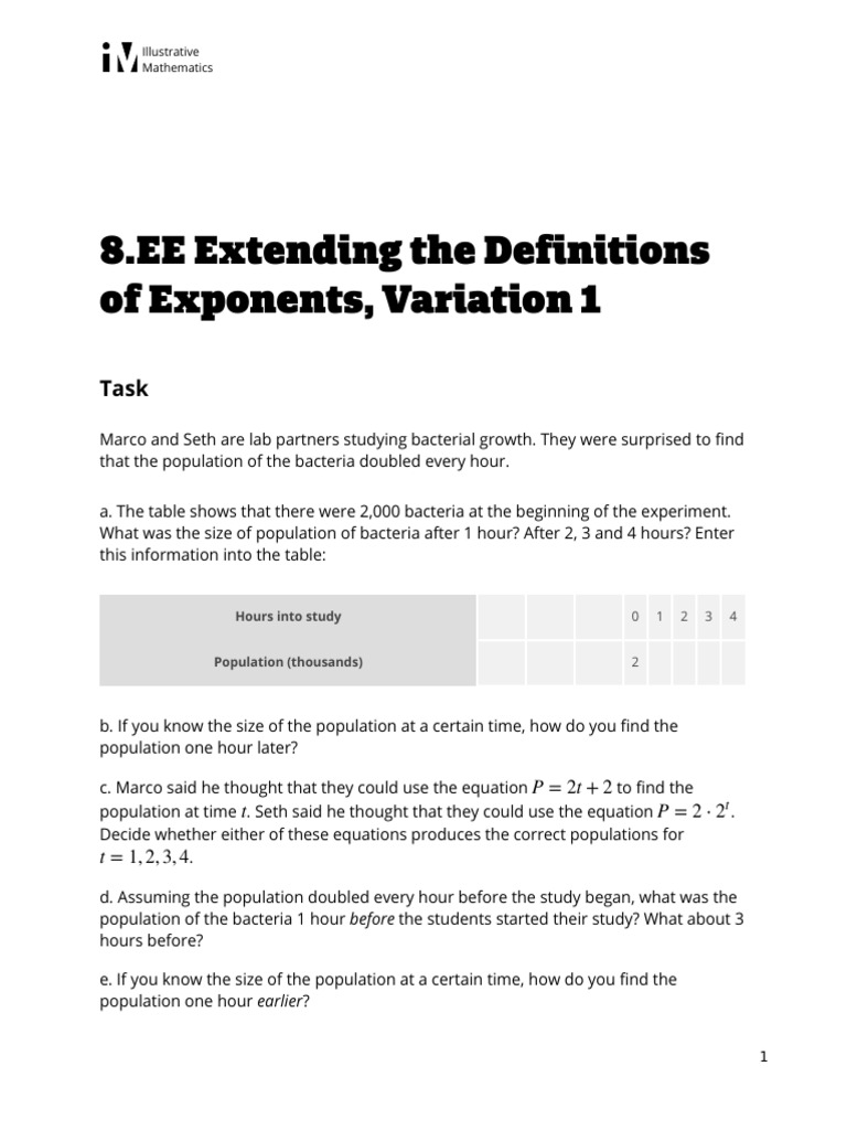 Bacterial Growth and Exponential Functions | PDF | Exponentiation ...