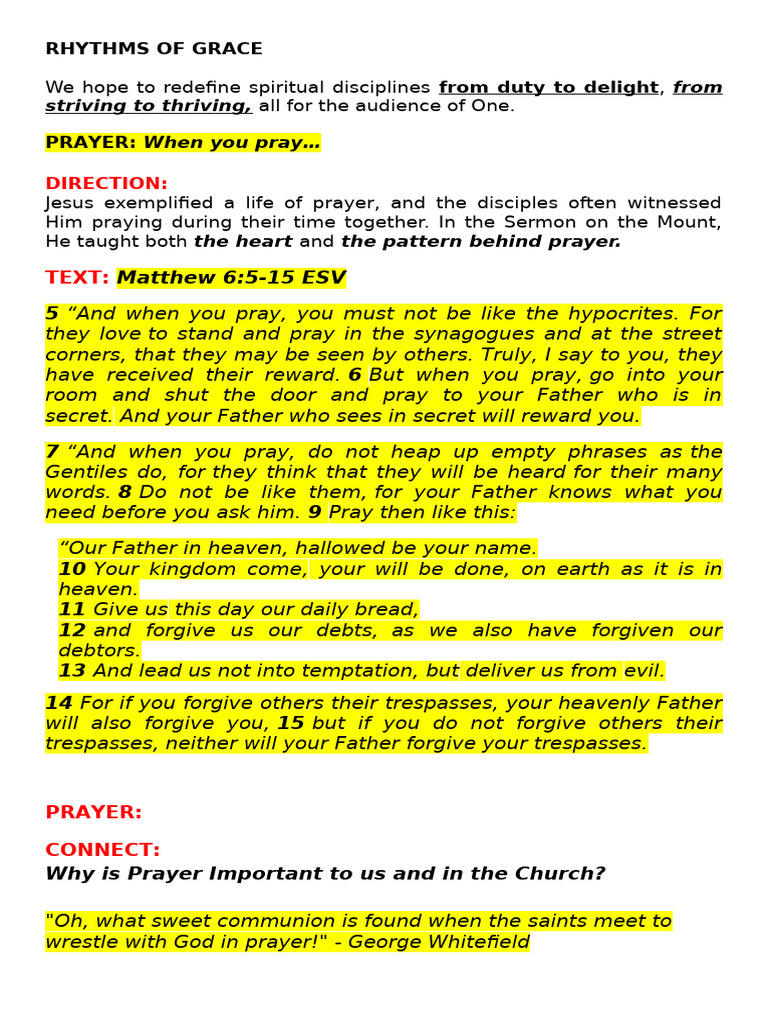 RHYTHMS OF GRACE PRAYER When you pray... | PDF | Lord's Prayer | Prayer