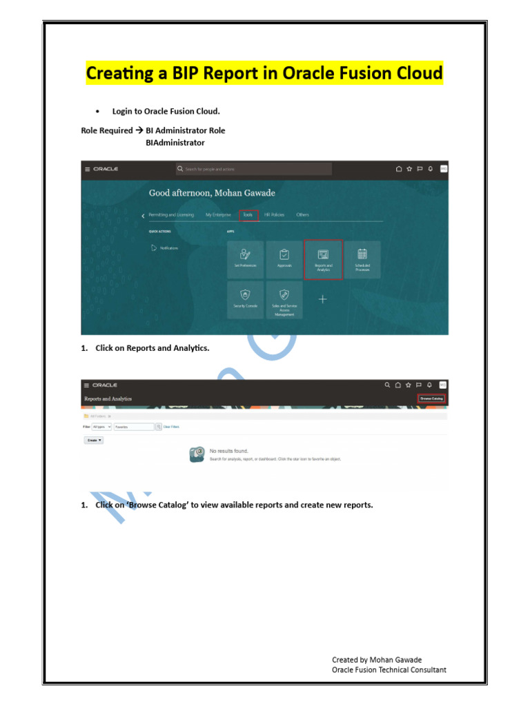 Creating A BIP Report in Oracle Fusion Cloud 1748438869 | PDF | Sql | Computer Data