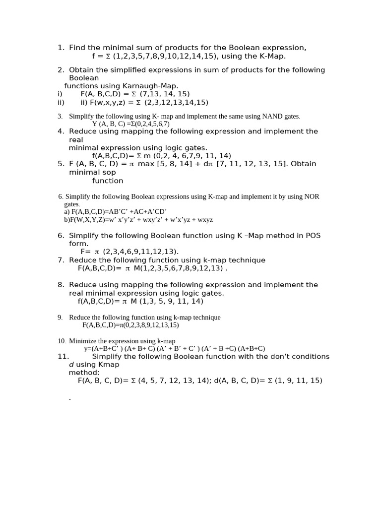 Kmaps Problems | PDF