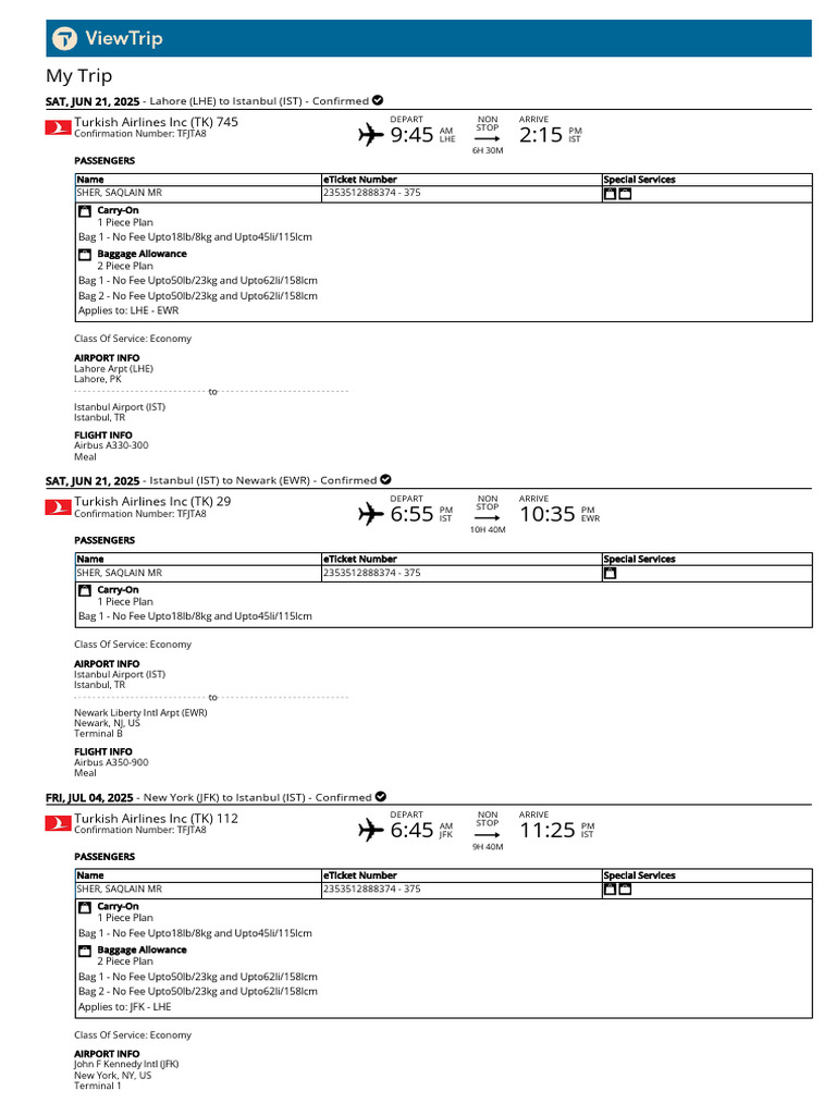 Travelport Viewtrip - My Trip | PDF | John F. Kennedy International ...
