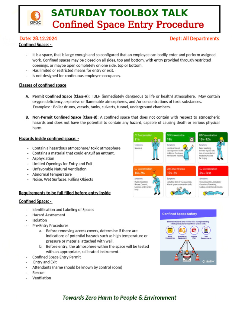 Confined Space Entry Procedure | PDF | Gases | Safety