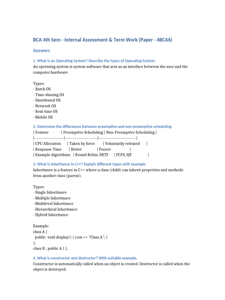 Internal Assessment for BCA 4th Sem | PDF | Scheduling (Computing ...